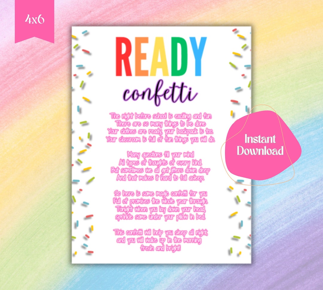 Ready Confetti, Back to School, Meet the Teacher Night, Open House, Pre ...