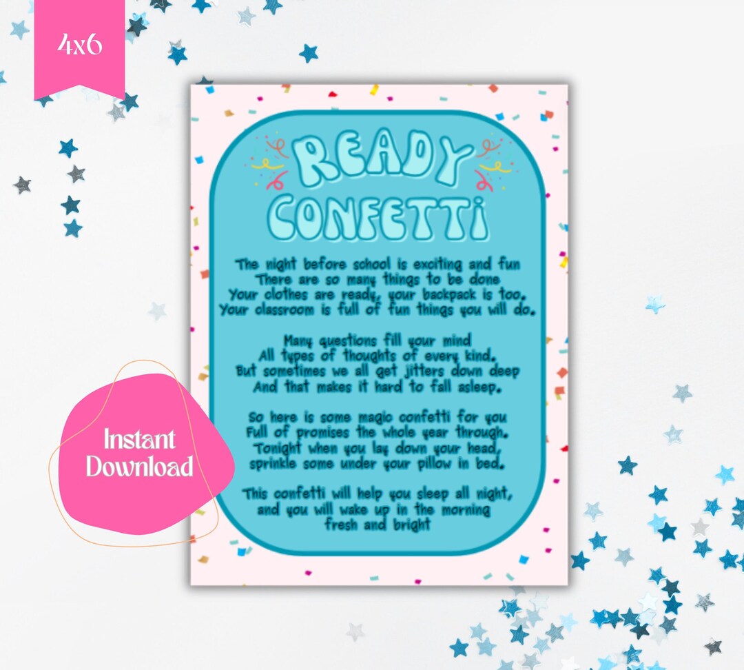 Ready Confetti, Back to School, Meet the Teacher Night, Open House, Pre ...