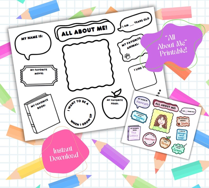 All About Me Printable | First Day of School Icebreaker Activity ...