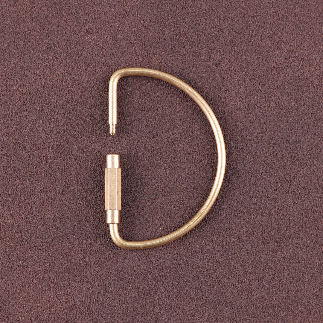 Brass Keychain Set: D-shaped Key Rings With Locking Carabiner - Etsy