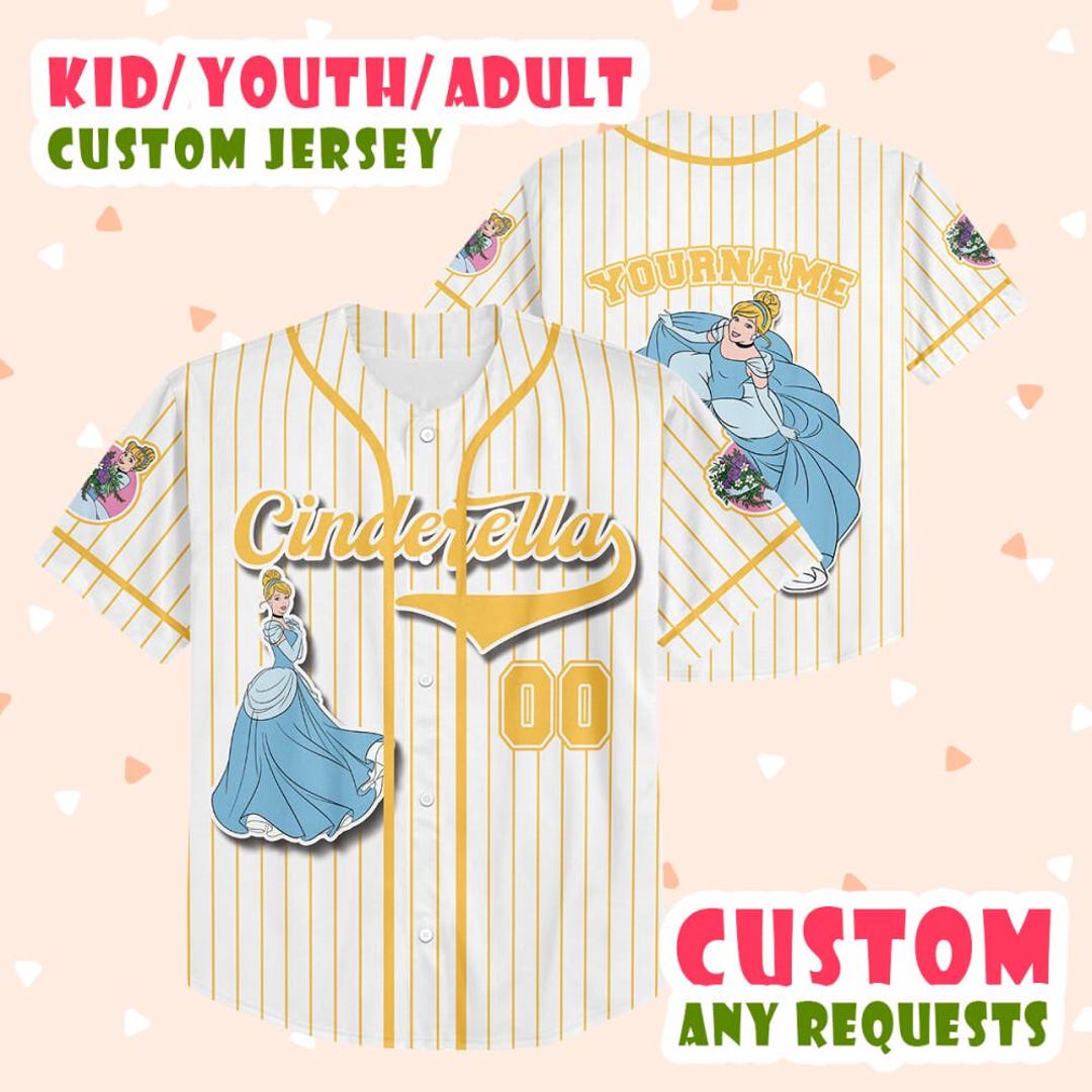 Personalized Princess Cinderella Disney Movie Baseball Jersey, Disney ...