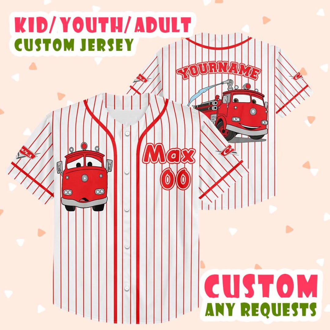 Personalized Max Cars Movie Baseball Jersey, Custom Car Movie Max ...