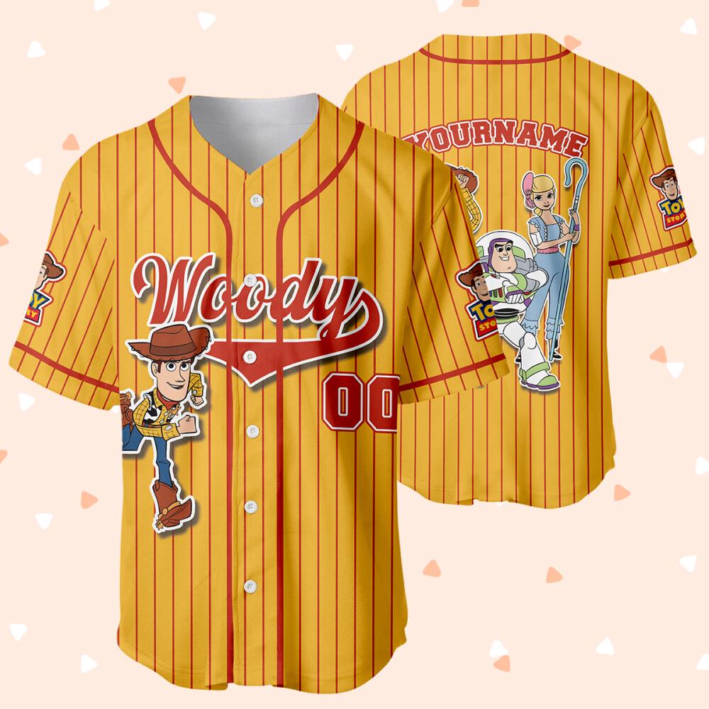 Customized Woody and Friends Toy Story Yellow Baseball Jersey, Custom ...
