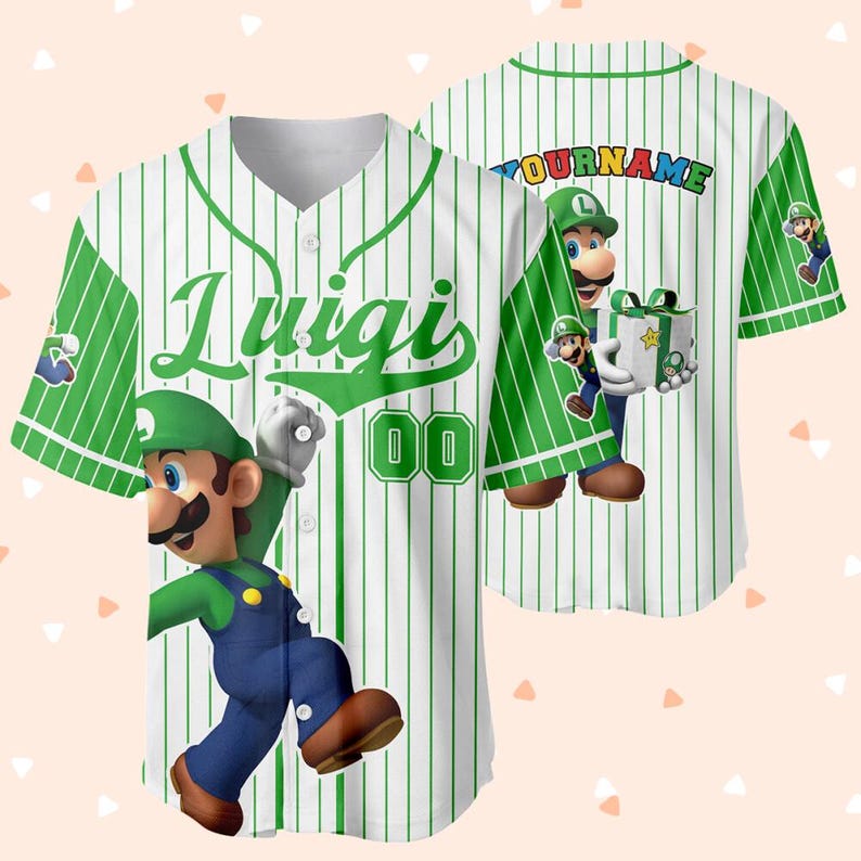 Customized Super Mario the Movie Baseball Jersey, Custom Luigi Baseball ...