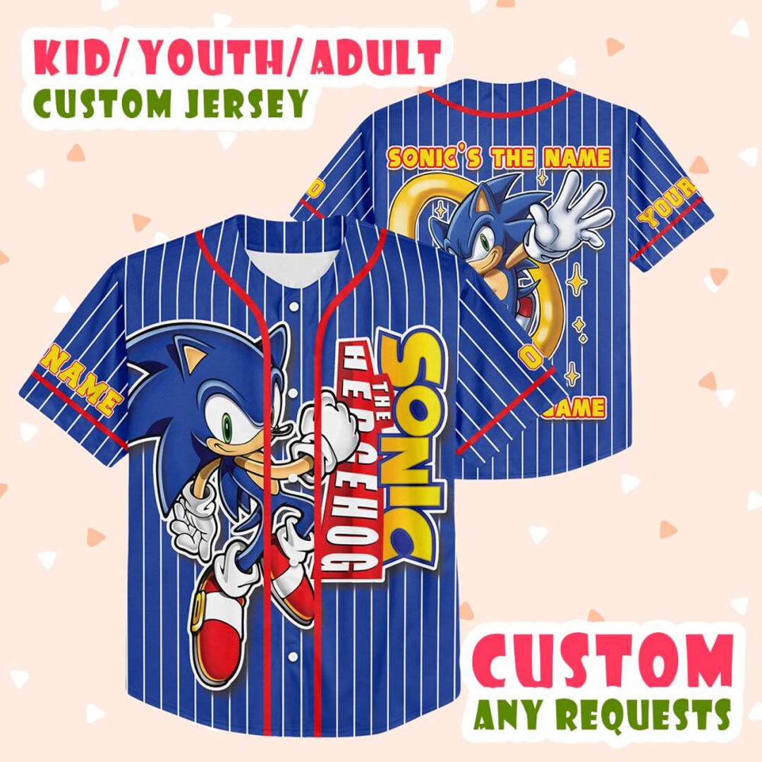 Customized Sonic the Hedgehog Cartoon Movie Lover Baseball Jersey ...
