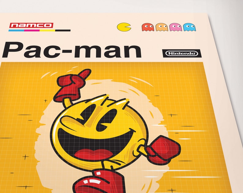 Single Pac-man Print, Retro, Video Games, Kids Room Décor, Classic ...