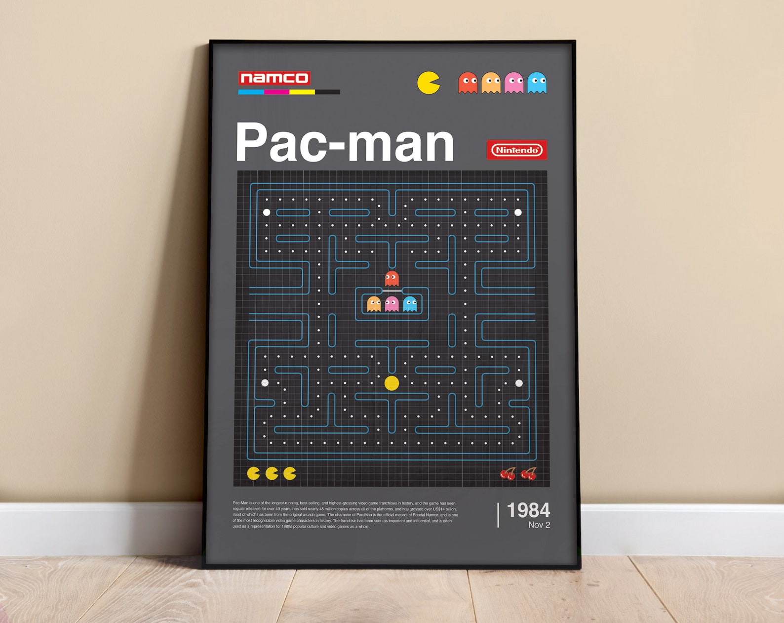 Single Pac-man Print, Retro, Video Games, Kids Room Décor, Classic ...