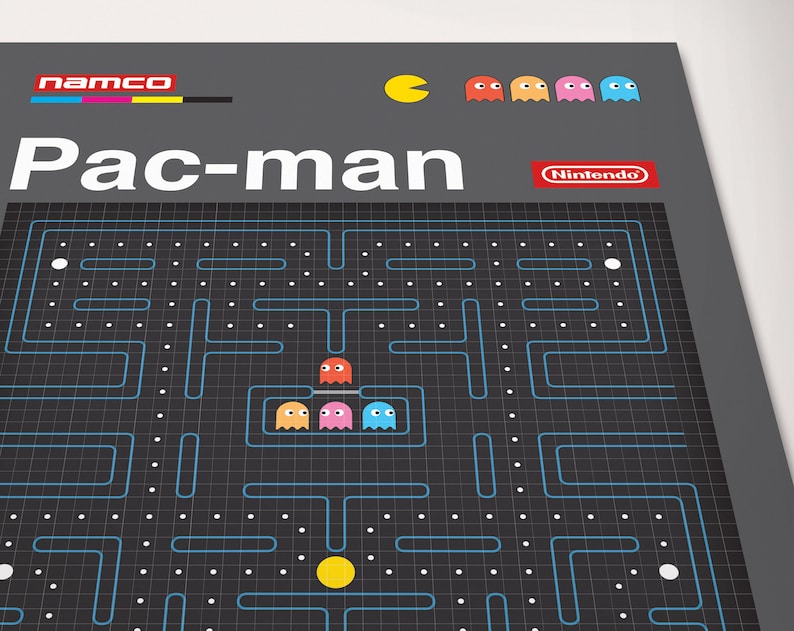 Single Pac-man Print, Retro, Video Games, Kids Room Décor, Classic ...