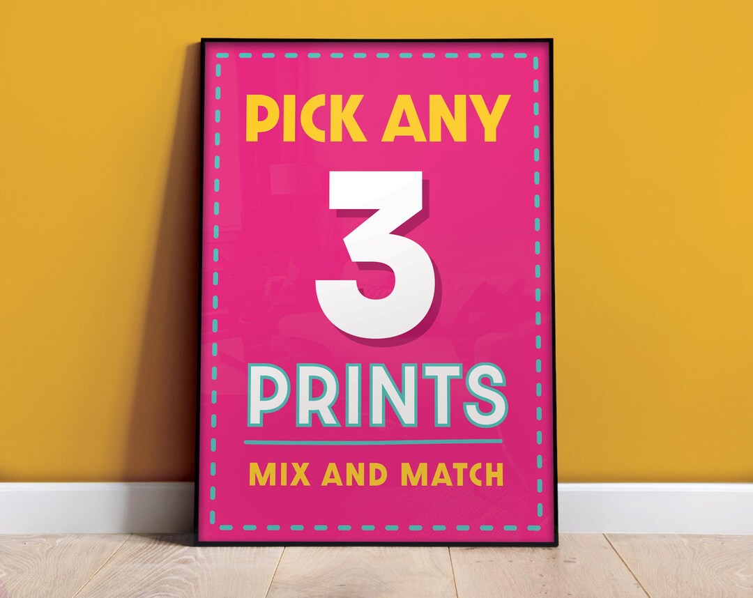 Pick Any 3 Prints, Mix and Match Prints, Multi Buy Offer, Print Bundle ...