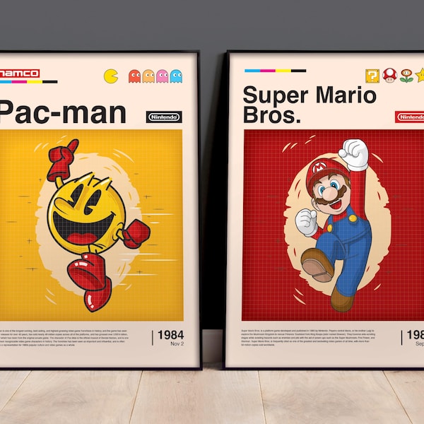 Retro Pac Man Art - Etsy UK