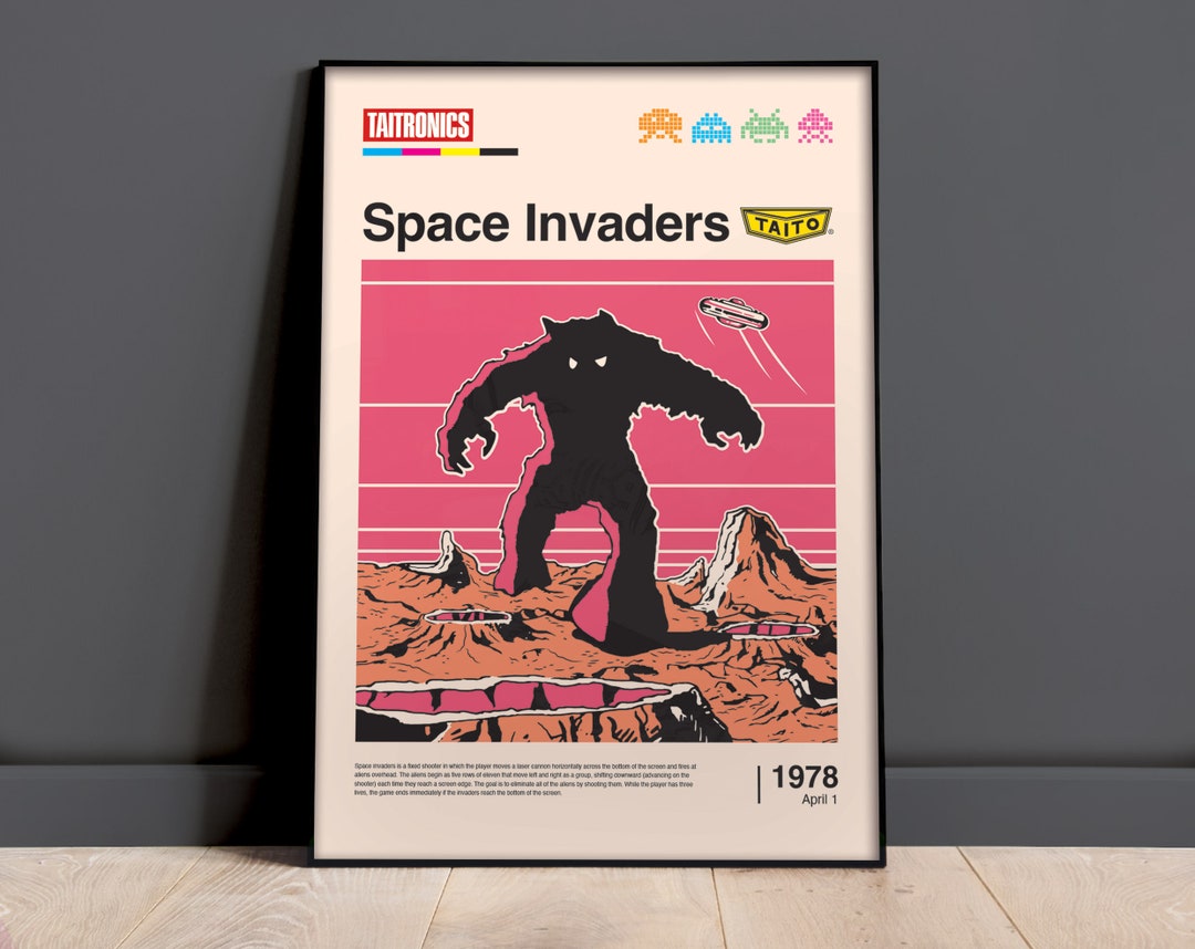 Single Space Invaders Print, Retro, Video Games, Kids Room Décor ...