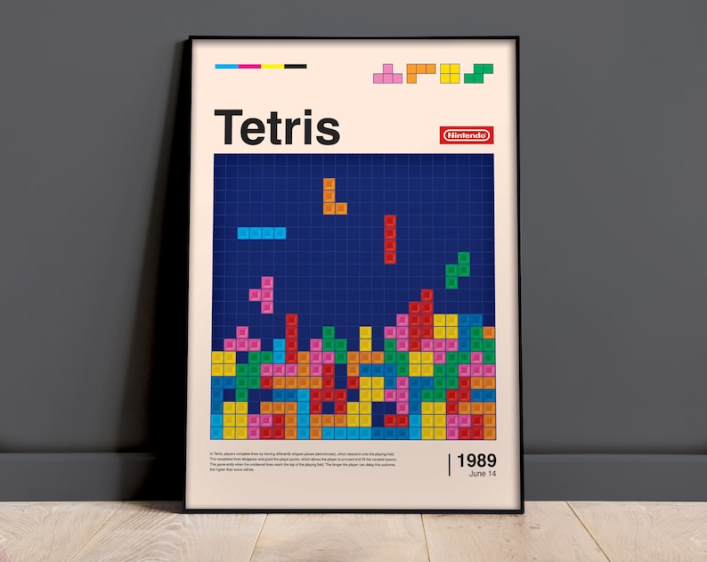 Single Tetris Print, Retro, Video Games, Kids Room Décor, Classic ...