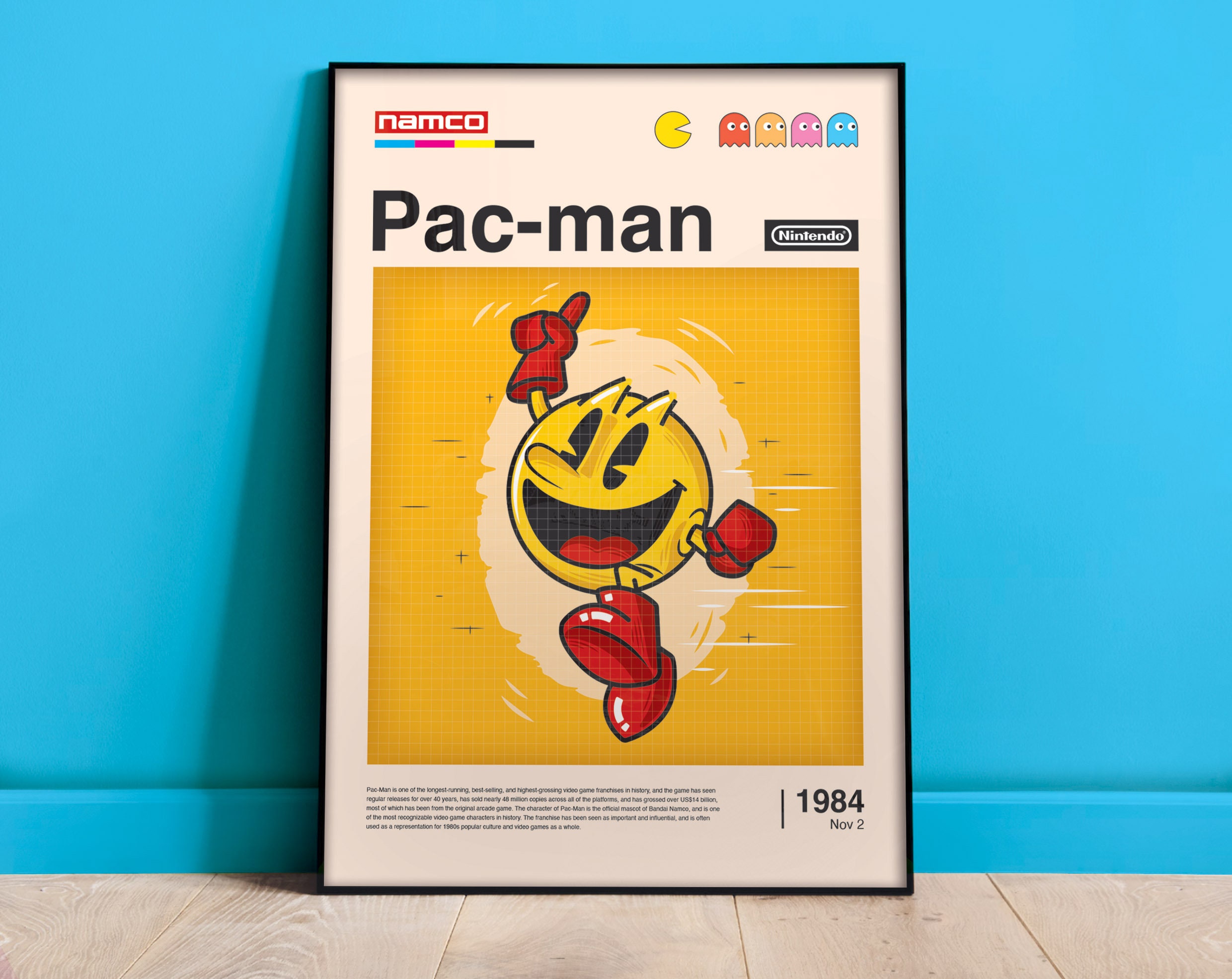 Single Pac-man Print, Retro, Video Games, Kids Room Décor, Classic ...