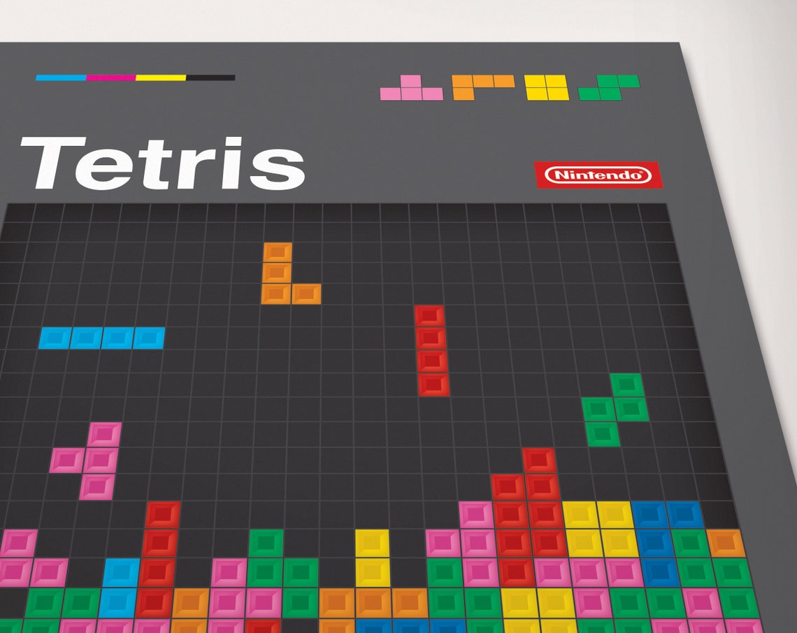 Single Tetris Print, Retro, Video Games, Kids Room Décor, Classic ...