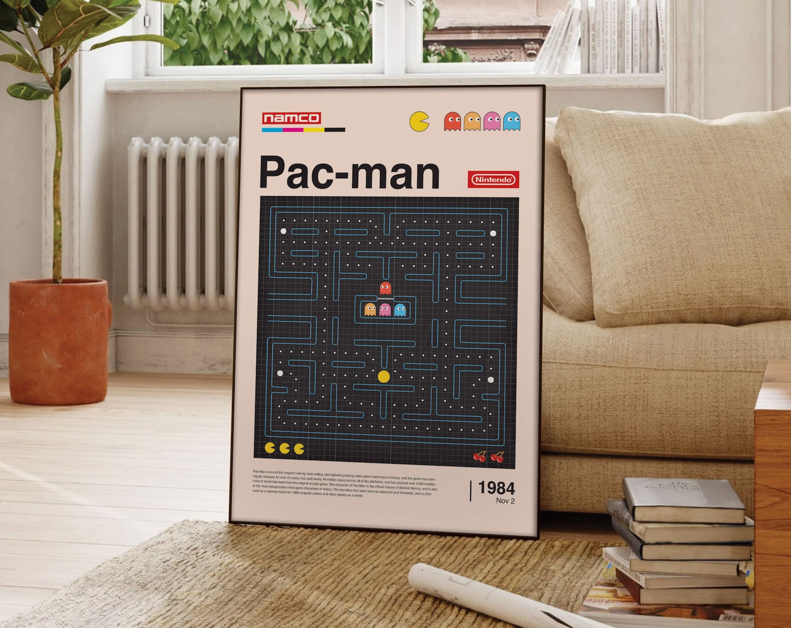 Single Pac-man Print, Retro, Video Games, Kids Room Décor, Classic ...