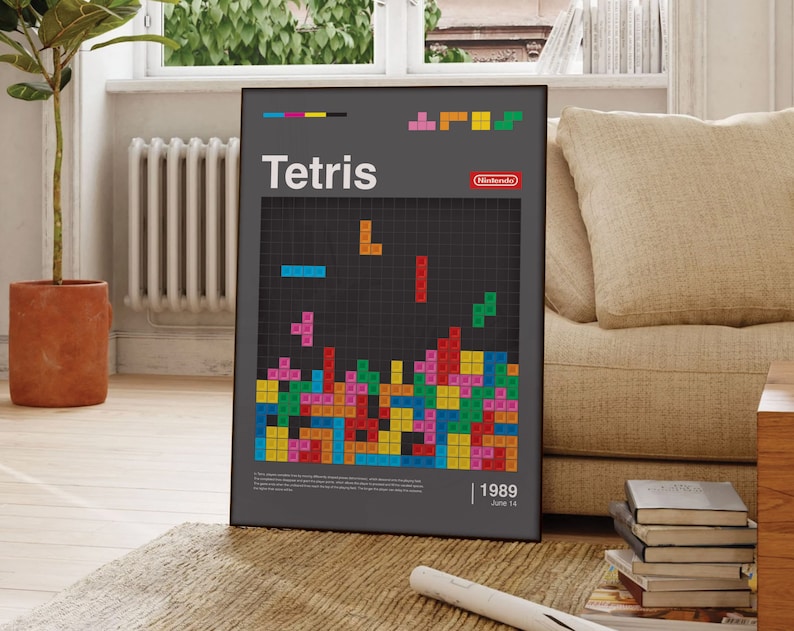 Single Tetris Print, Retro, Video Games, Kids Room Décor, Classic ...