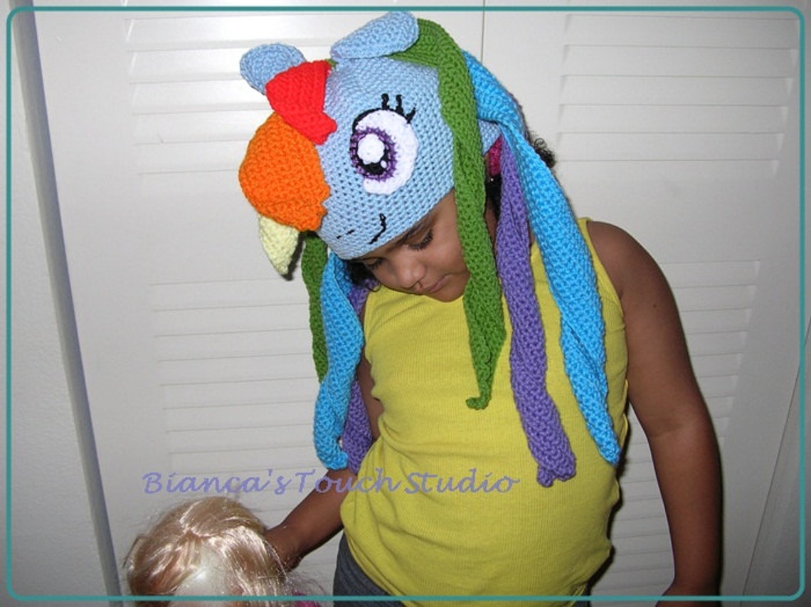 INSTANT DOWNLOAD Rainbow Dash, My Little Pony,toddler, Crochet Beanie ...