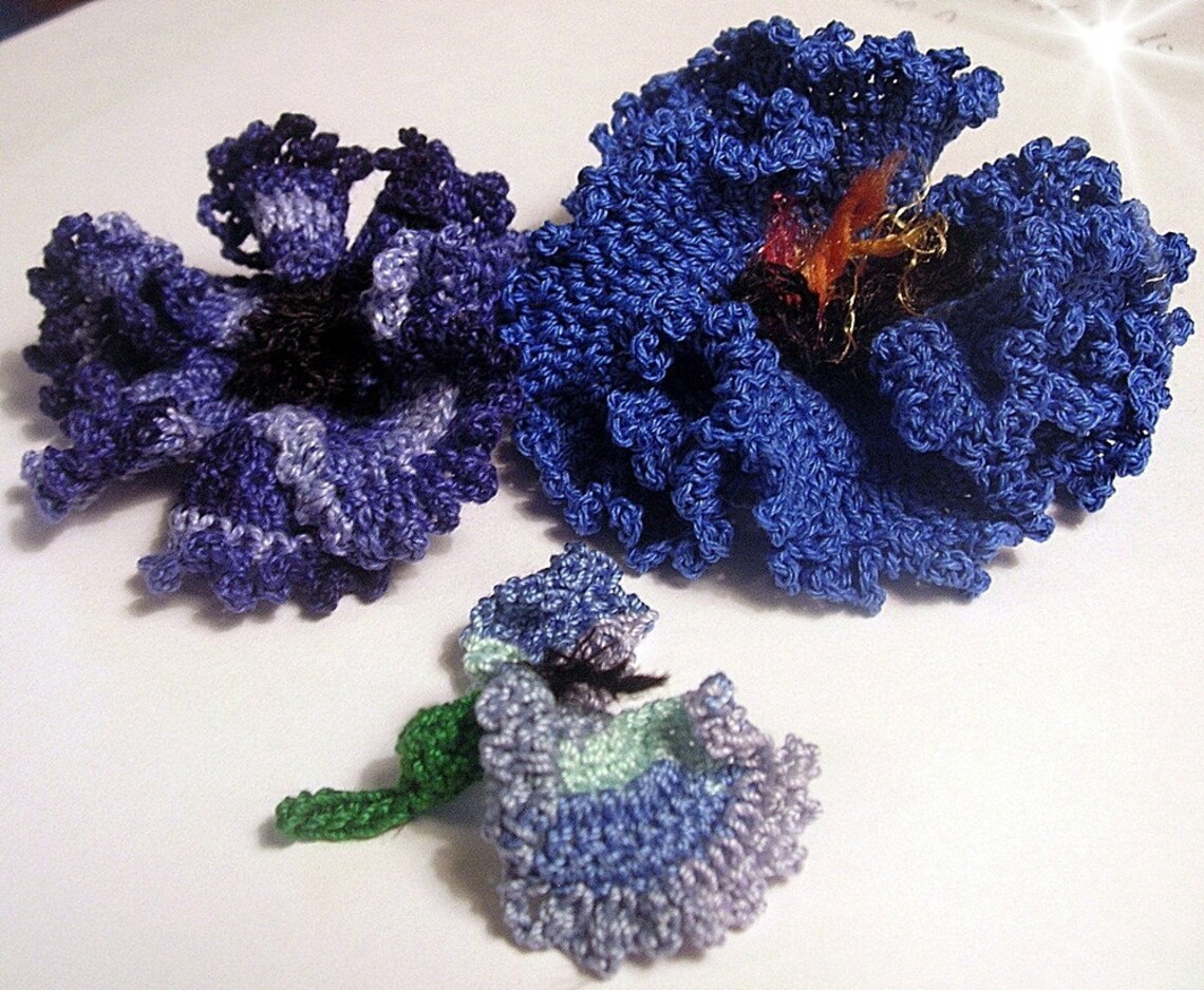 INSTANT DOWNLOAD Crochet Cornflower Set of Three Sizes, Including Bud ...