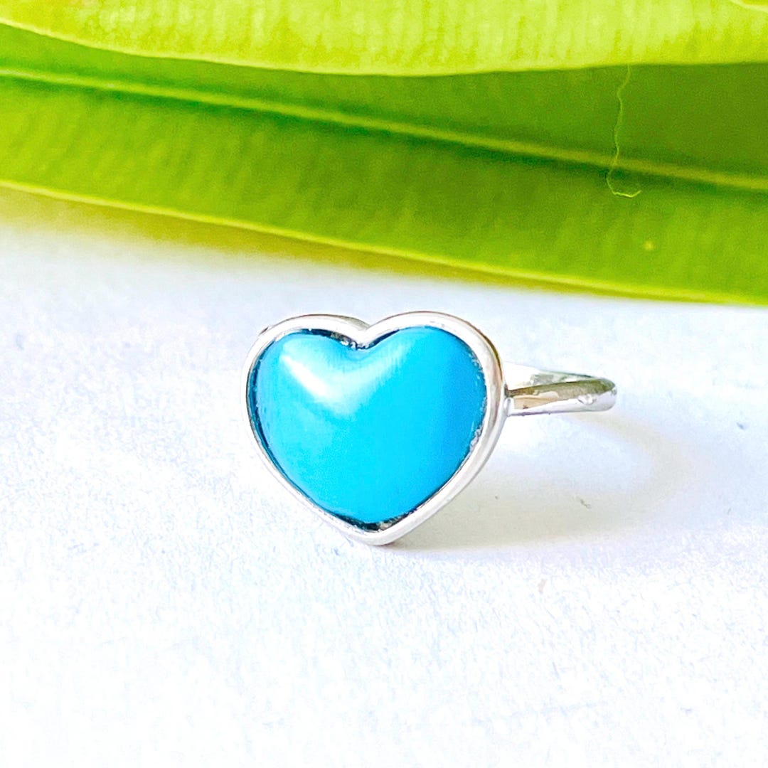 Natural Gemstone Turquoise Heart Ring,statement Genuine Turquoise Ring ...