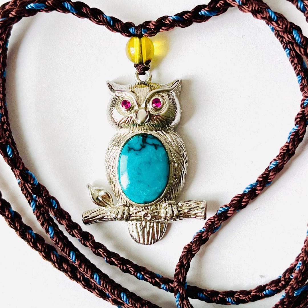 Natural Gemstone Turquoise Owl Pendant Necklace,women’s Statement ...