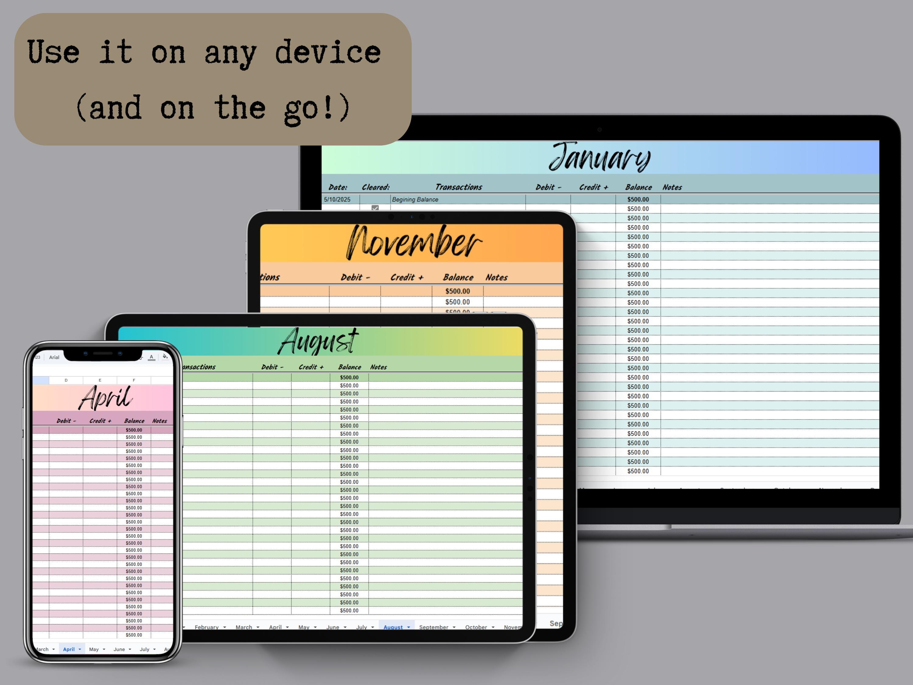 Simple Checkbook Register: Budget Tracker, Google Sheets & Excel ...