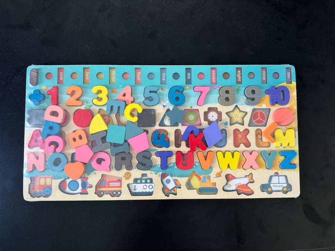 Educational Wooden Alphabet and Number Puzzle for Kids - Etsy