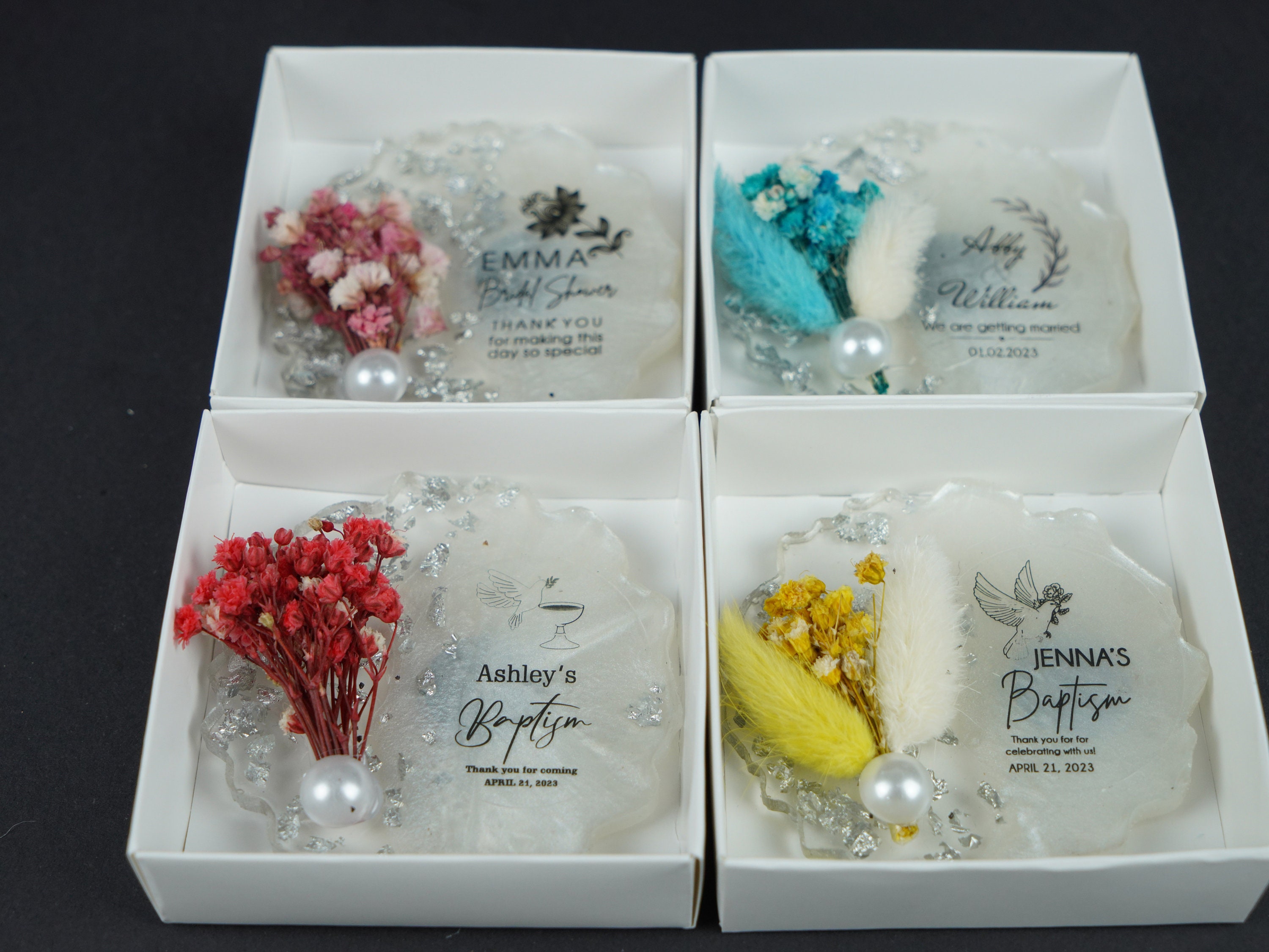 Bridal Shower Favors, Dried Flower Magnet for Guest, Personalized ...