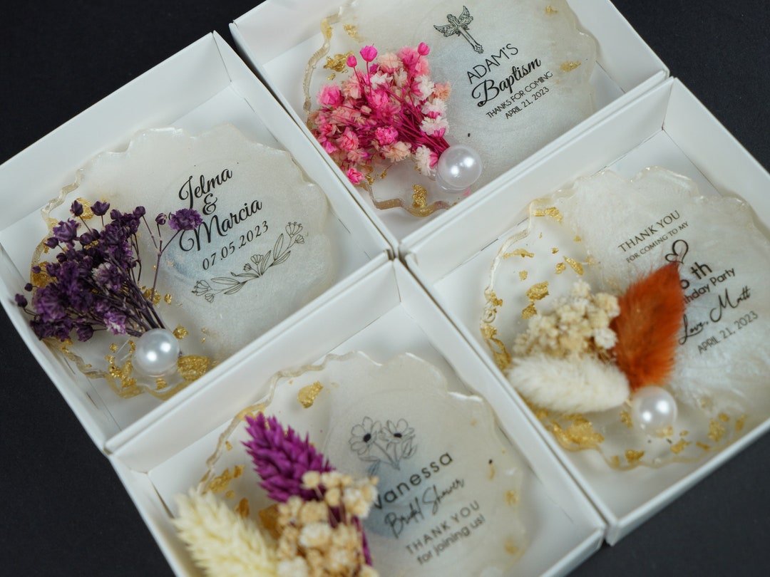 Bridal Shower Favors, Dried Flower Magnet for Guest, Personalized ...