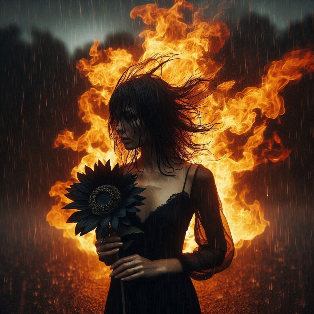 Dark Art Fire Art Black Sunflower Digital Art - Etsy