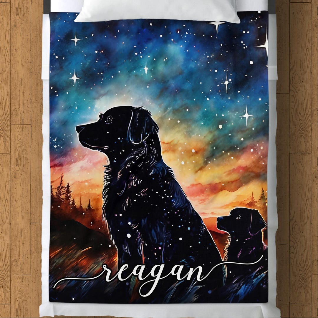 Custom Starry Night Dog Fleece Blanket: Personalized Pet Portrait Throw ...