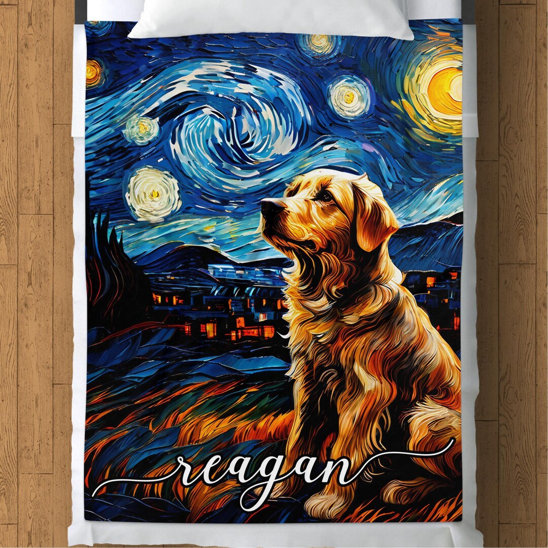 Custom Starry Night Dog Blanket: Personalized Pet Portrait Fleece - Etsy