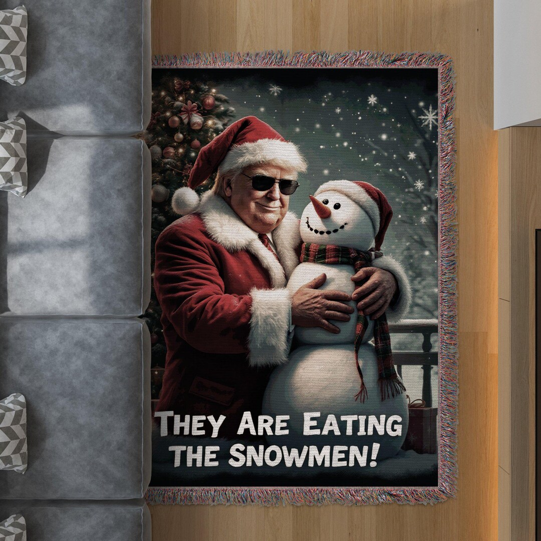 Custom Donald Trump Christmas Blanket: Santa & Snowman Woven Throw - Etsy