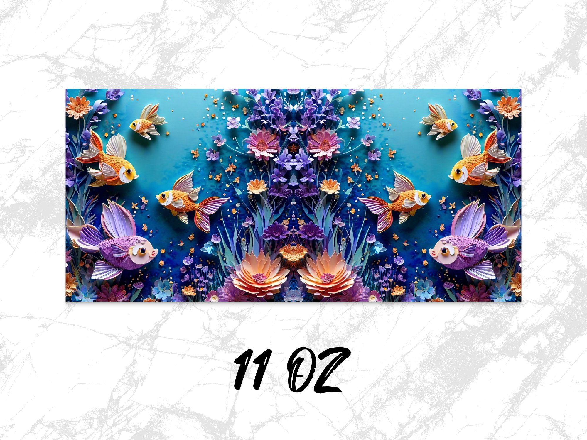 3D Fish Mug Wrap Design, Quilled Paper Art, Aquarium Fish PNG, Digital ...