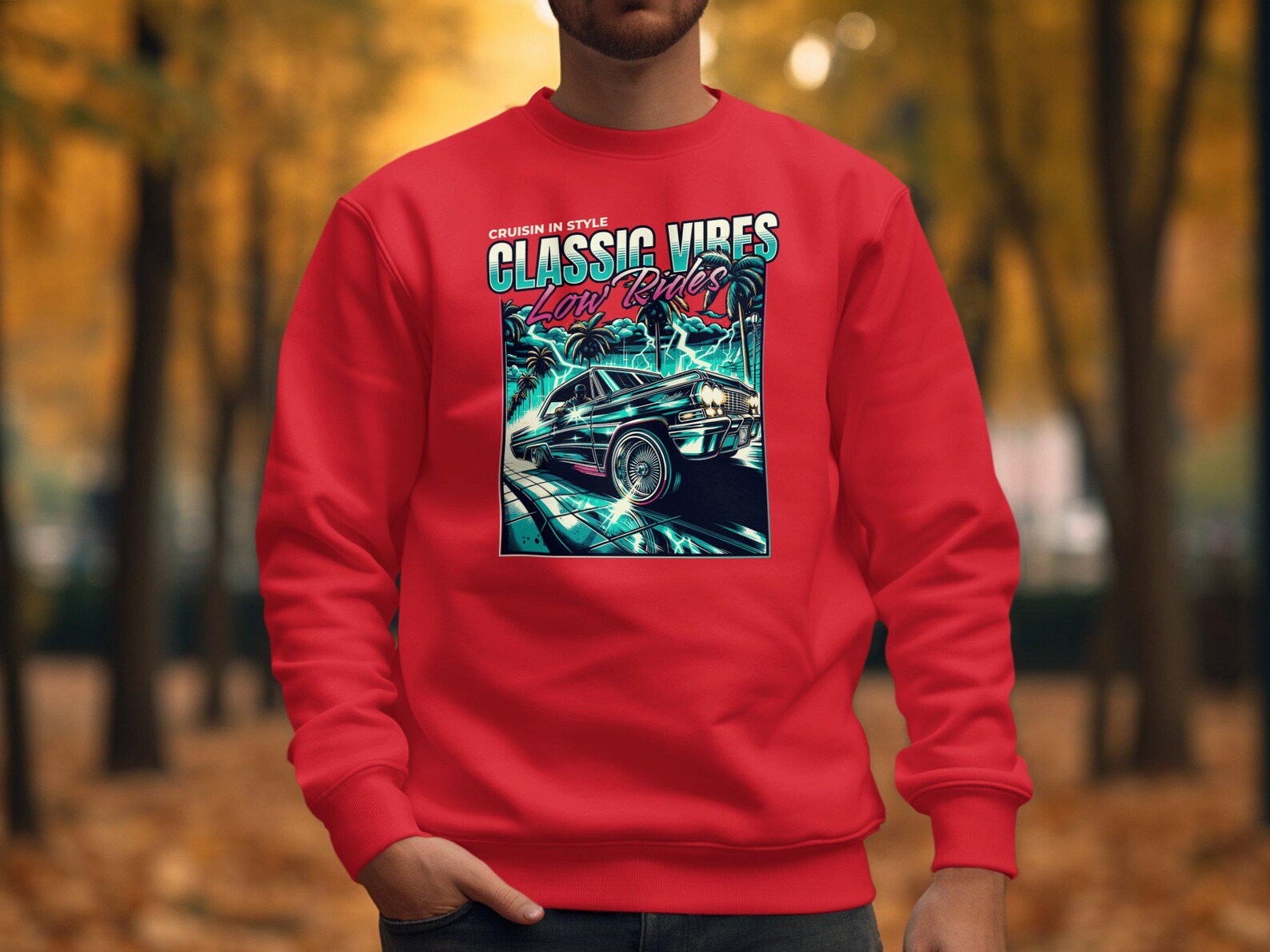 Retro Low Rider Sweatshirt: Vintage Car Graphic, Street Style Pullover ...