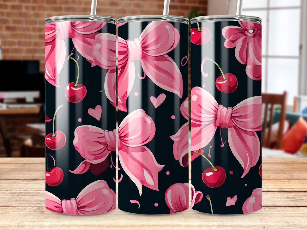 Pink Bows and Cherries Tumbler Sublimation Design (digital Pattern) - Etsy