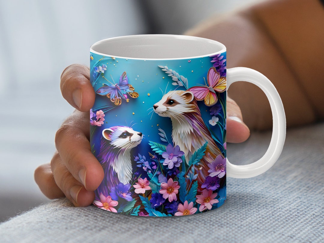 Floral Ferrets Mug Wrap: 3D Quilled Paper Art (digital Download) - Etsy