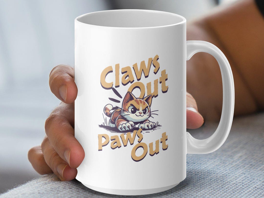 Cat Mug Wrap, Claws Out Paws Out Design, Cute Cat Mug Sublimation, 11oz ...