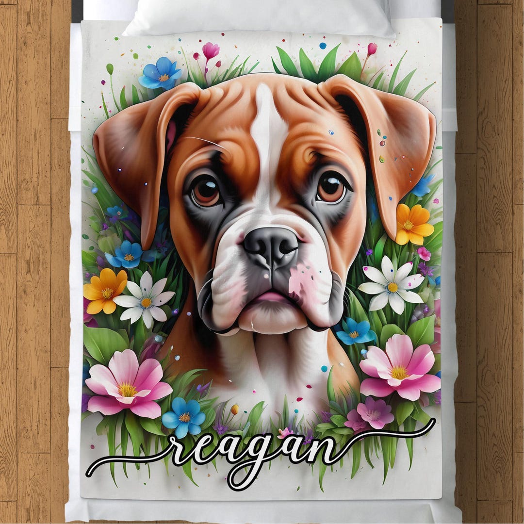 Personalized Boxer Dog Fleece Blanket: Custom Pet Portrait Throw - Etsy