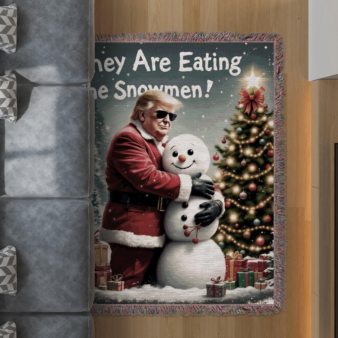 Donald Trump Christmas Throw Blanket, Trump and Snowman Design, Holiday ...
