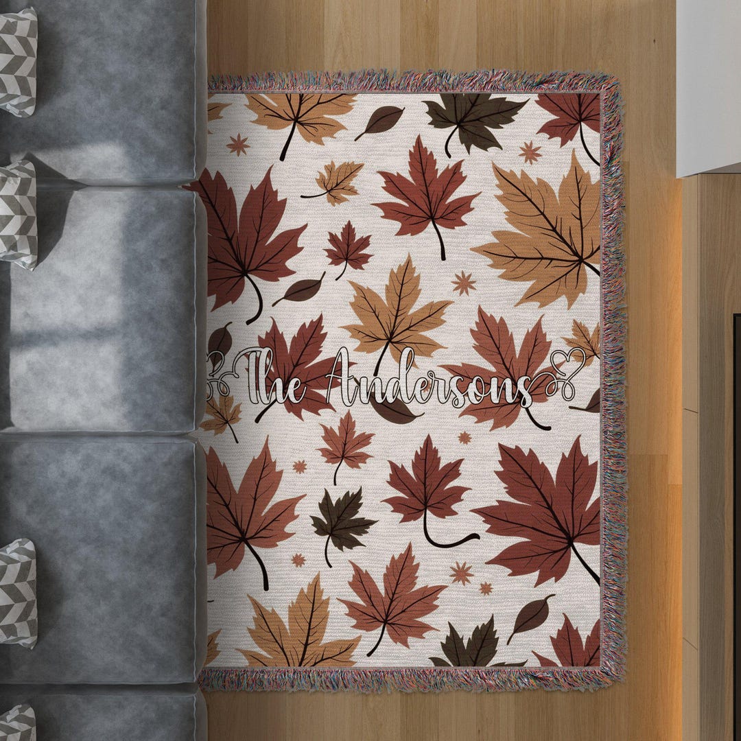 Autumn Leaves Blanket, Custom Woven Blanket, Personalized Fall Throw ...