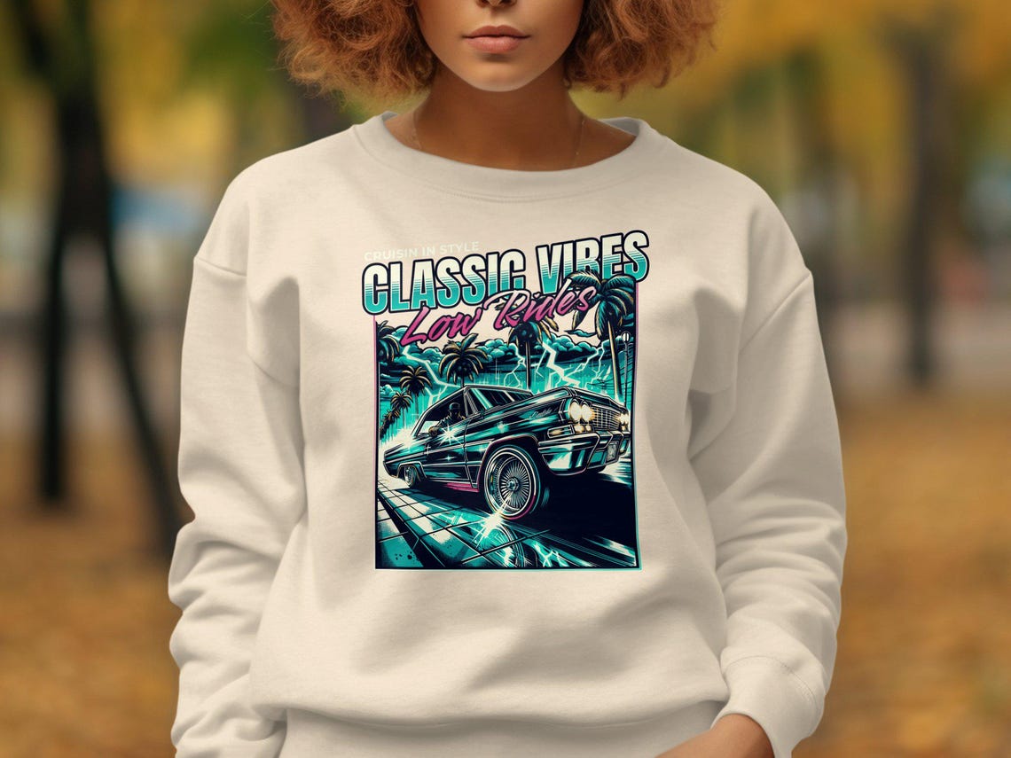 Retro Low Rider Sweatshirt: Vintage Car Graphic, Street Style Pullover ...