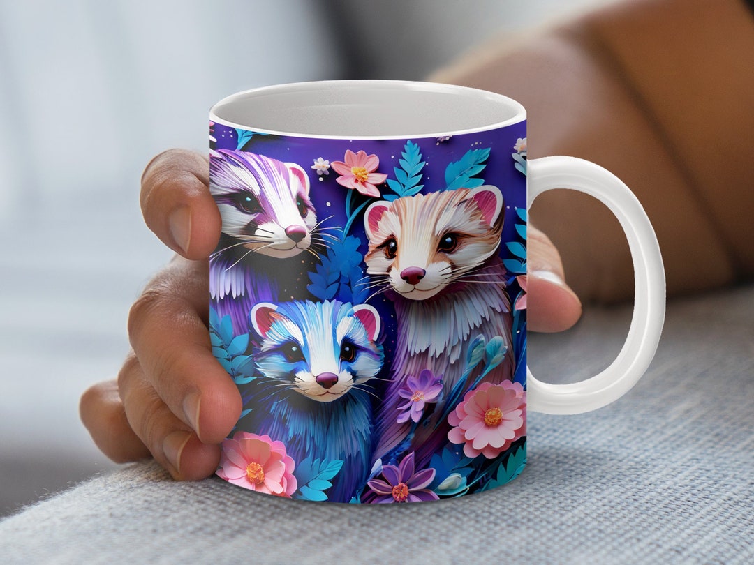 Floral Ferret Mug Wrap Design: 3D Quilled Paper Art (digital Download ...