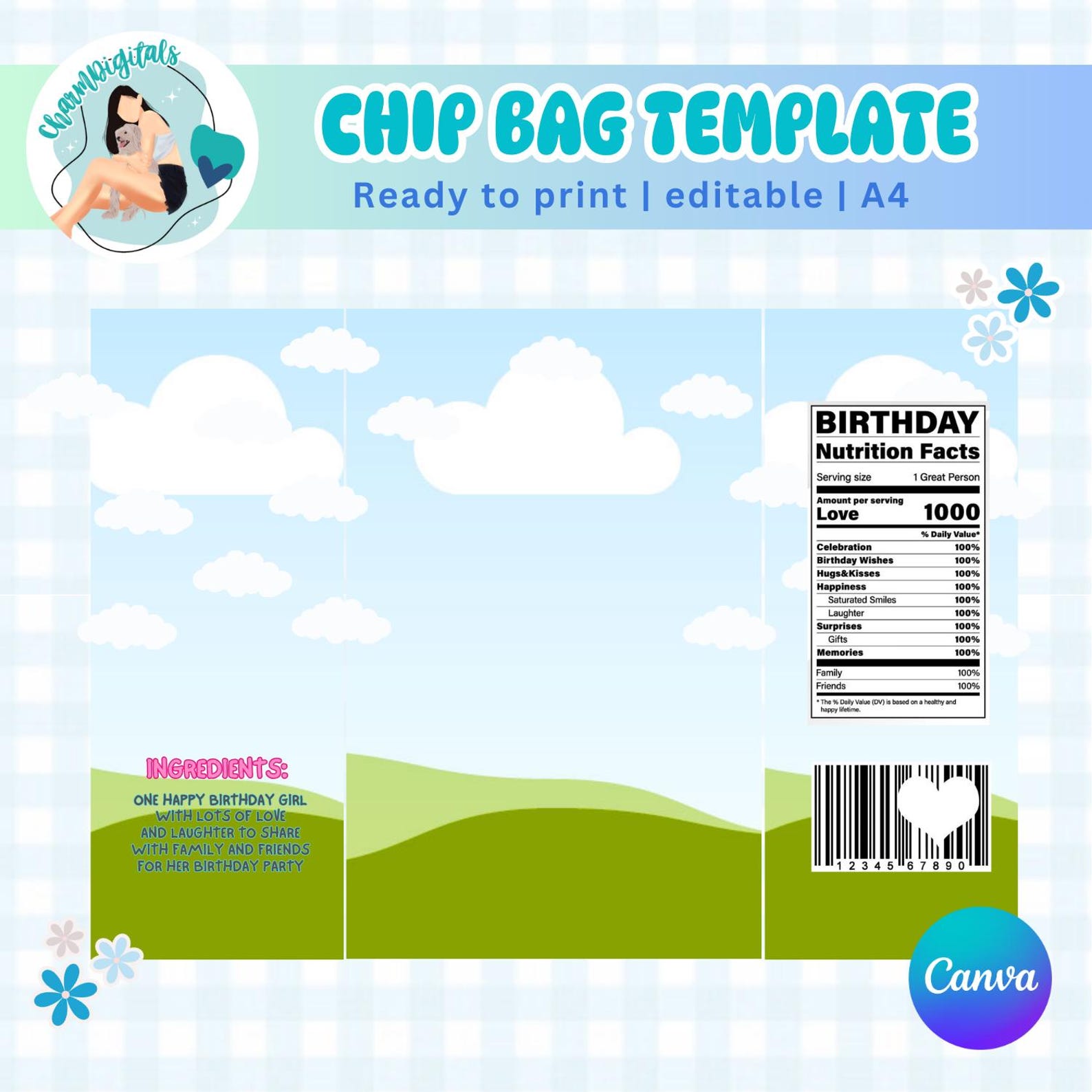 Editable Chip Bag Template - Etsy