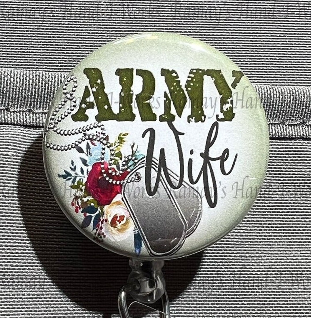 Patriotic Army Wife Badge Reel: Retractable ID Holder - Etsy