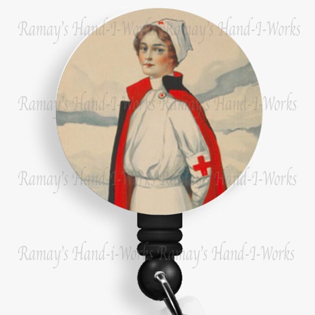 Vintage Red Cross Nurse Retractable Nurse Badge Reel or a Carabiner ...