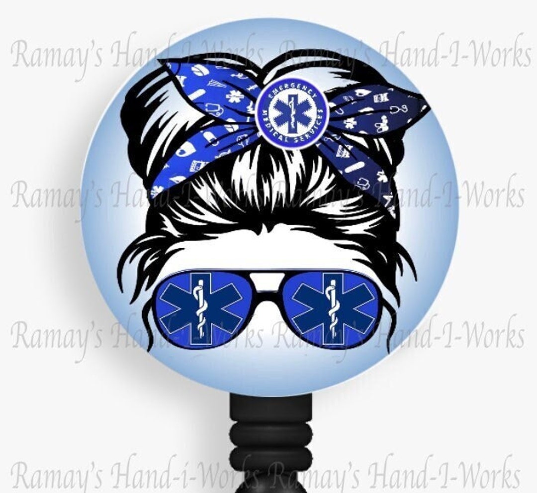 EMS Messy Bun Retractable Badge Reel: EMT Nurse ID Holder - Etsy