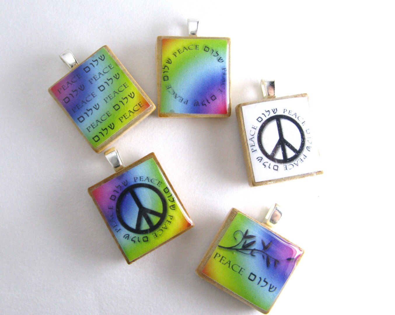 River of Life Hebrew Scrabble Tile Pendant Shalom Peace | Etsy