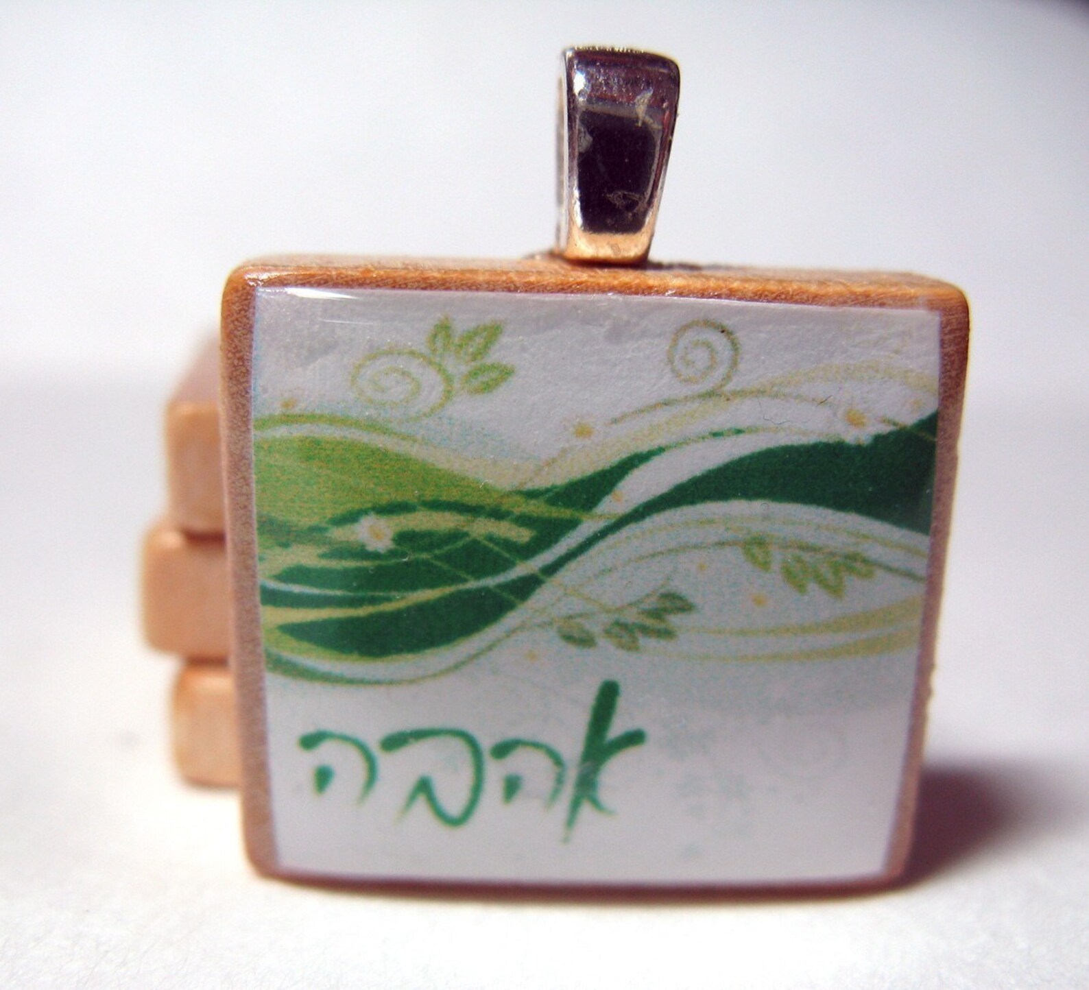 Hebrew Scrabble Tile Pendant River of Love - Etsy