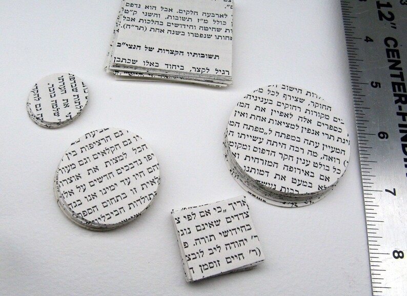 Vintage Hebrew and Yiddish Paper Shapes Larger Squares and Circles - Etsy