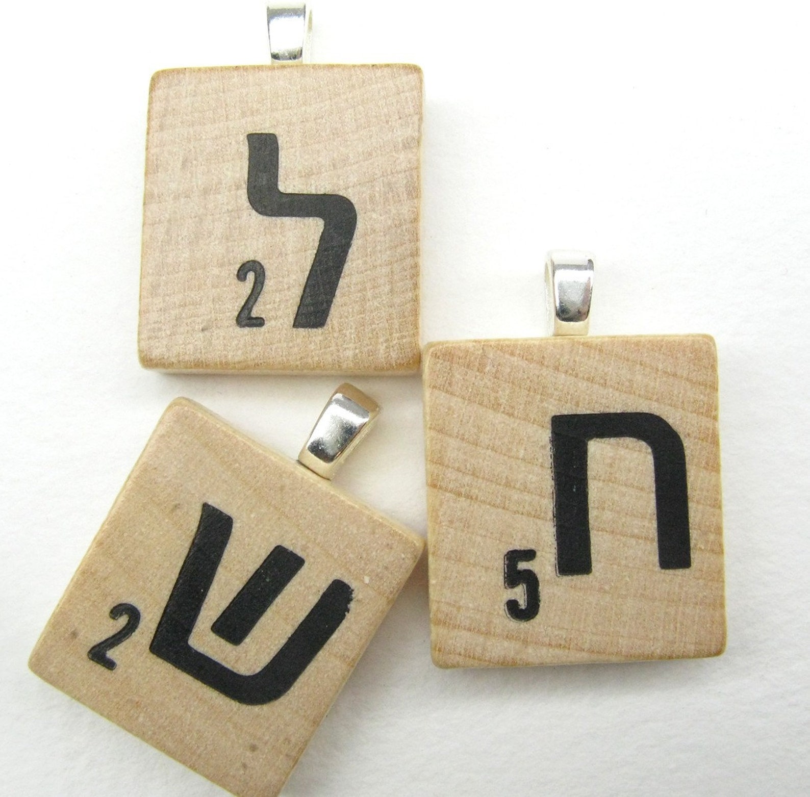 Hebrew Scrabble Tile Initial Pendant - Etsy